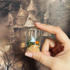 Mini Spooky Ghost in Glass Dome Clay Ghost Pumpkins Halloween - Etsy