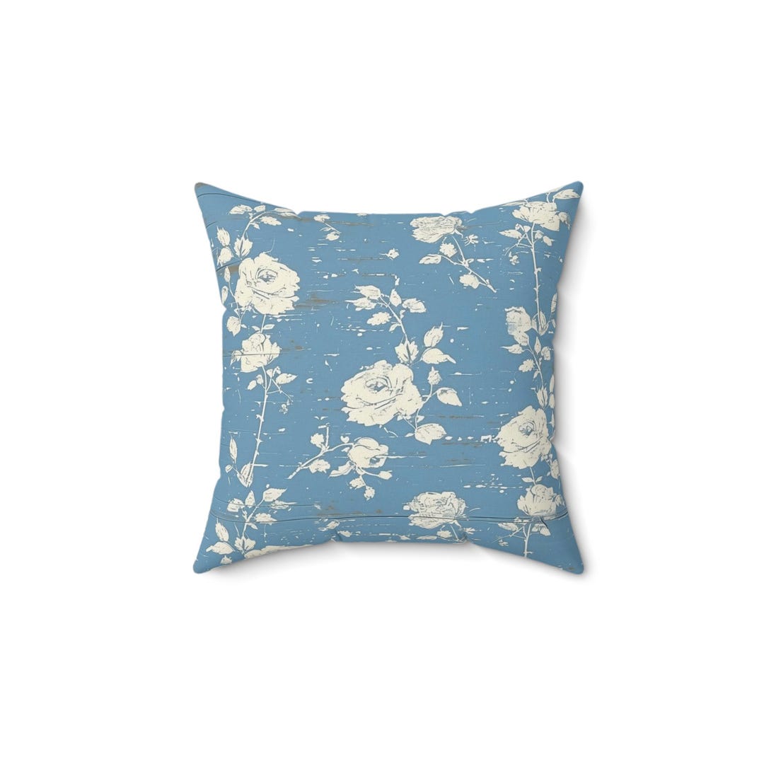 Teal White Rose Pillow, Teal Pillow, Rustic Rose Pillow, White Rose ...