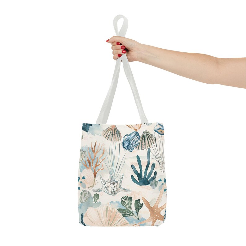 Seaside Treasures Tote, Coastal Seashell Tote Bag, Beach Life Canvas ...