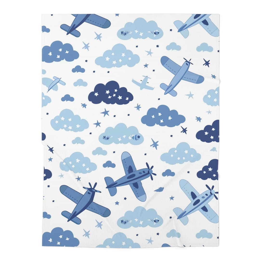 Airplane Baby Blanket, Cloud Baby Blanket, Blue Baby Blanket, Blue ...