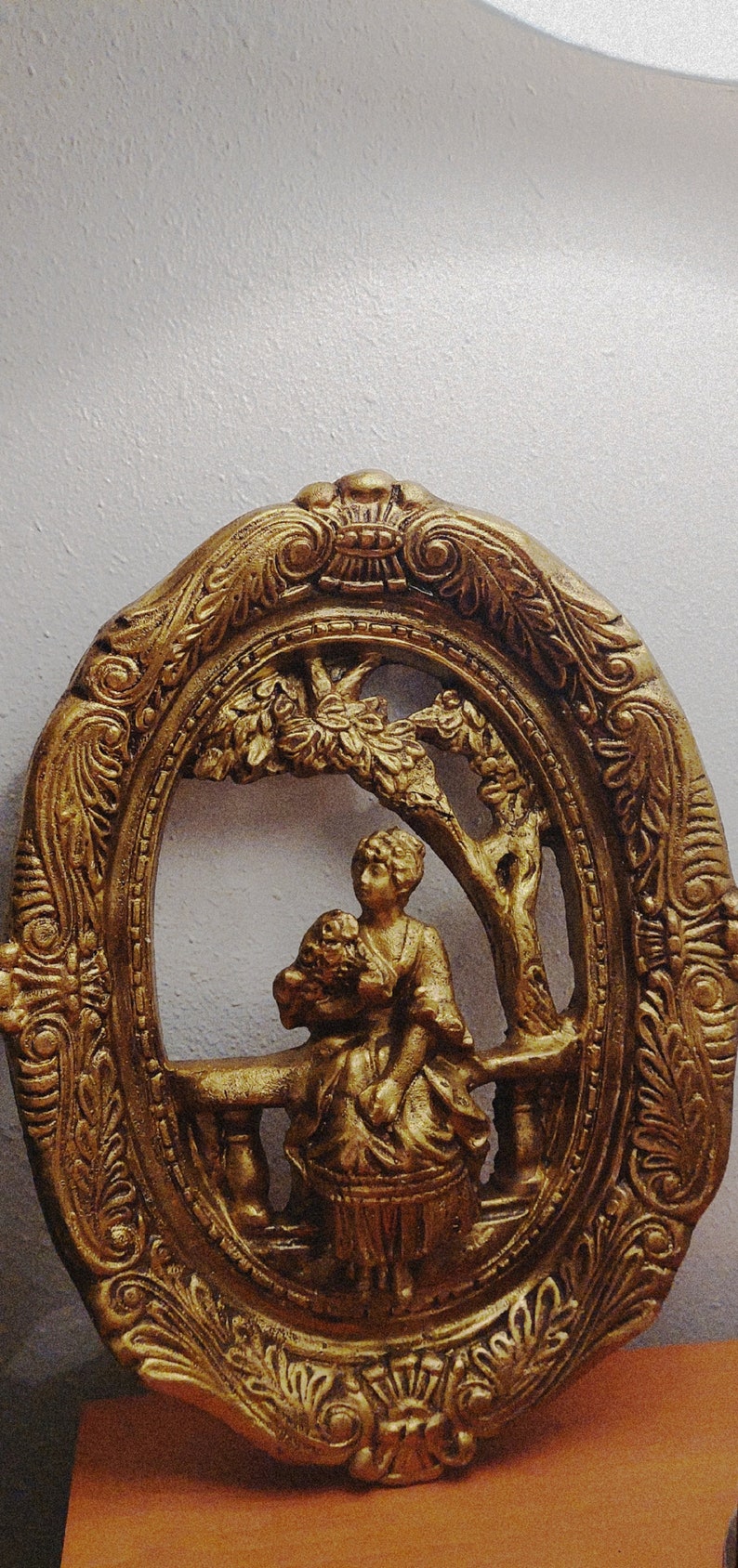 VINTAGE Chalkware Victorian Plaque RARE - Etsy