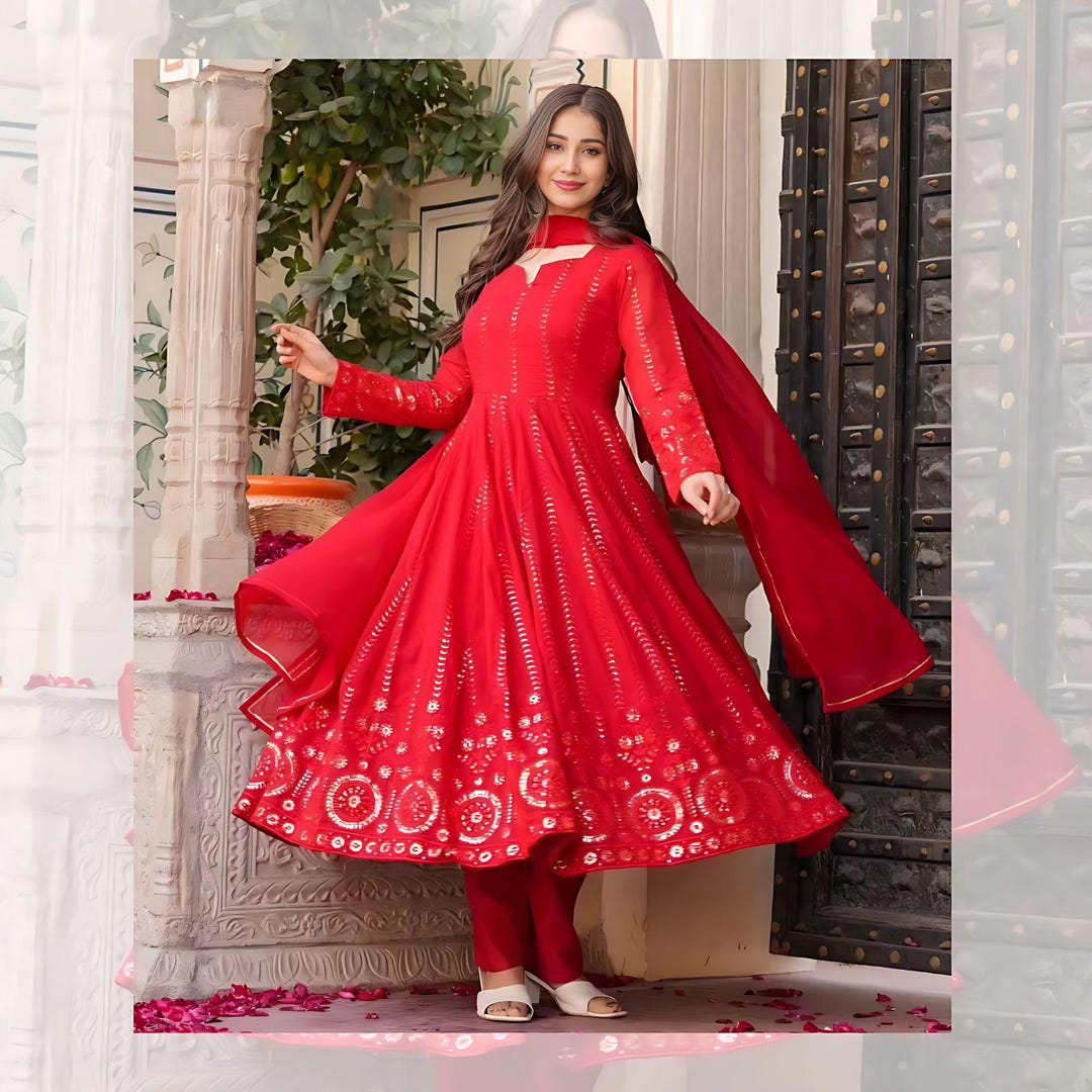 Premium Ready Made Anarkali Suit Set [3 Pis] - Etsy
