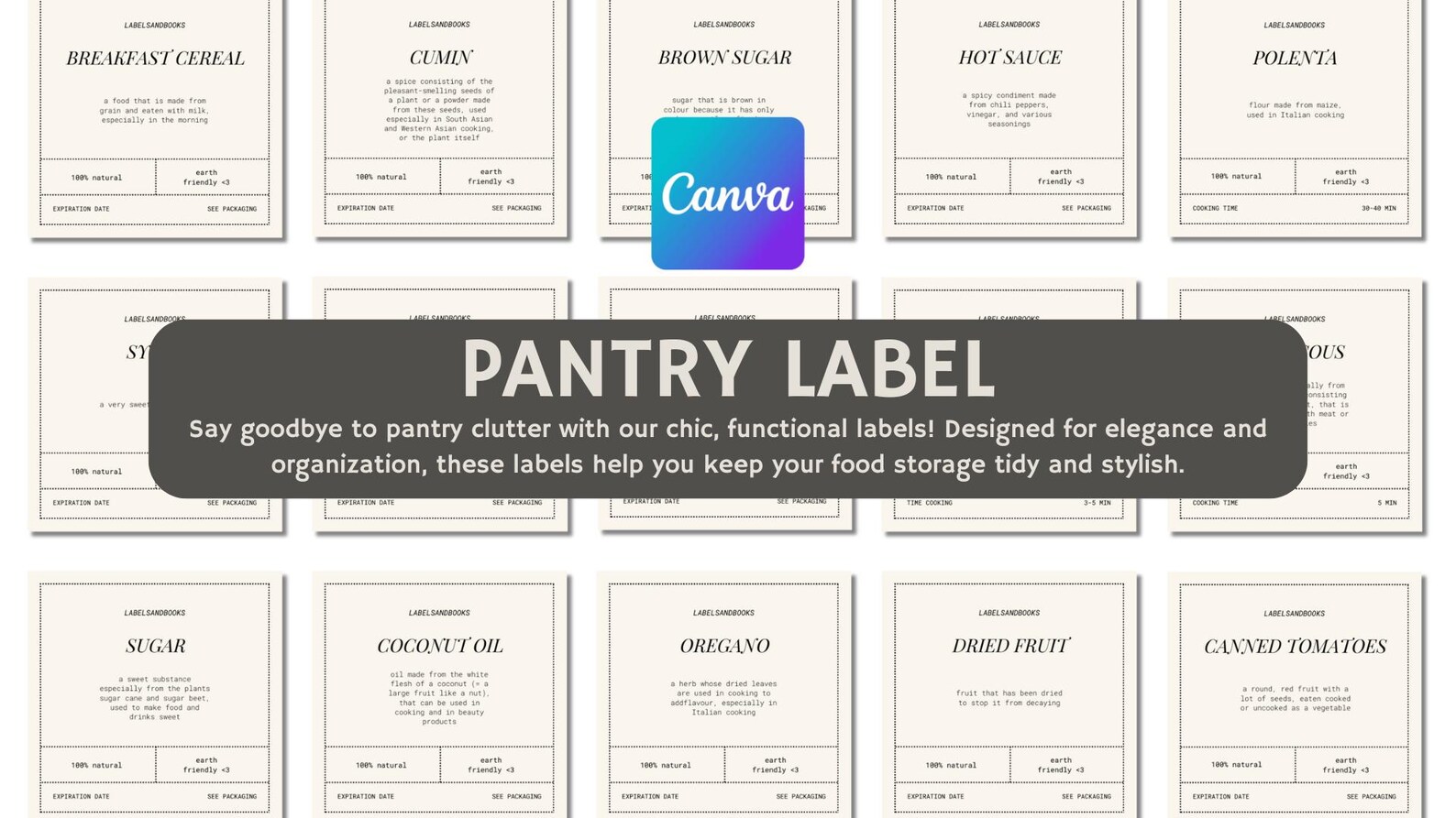 Customizable Pantry Labels: Canva Template for Jars, Spices, Editable ...