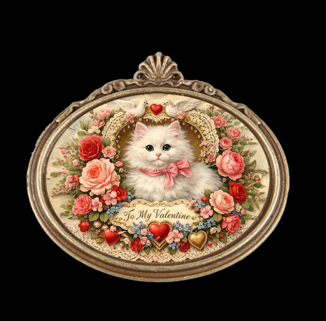 Victorian Cat Valentine Brooch | Antique Style Romantic Jewelry - Etsy