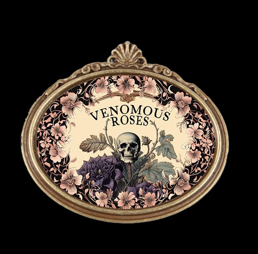 Venomous Roses Brooch – Gothic Skull & Floral Victorian Pin - Etsy