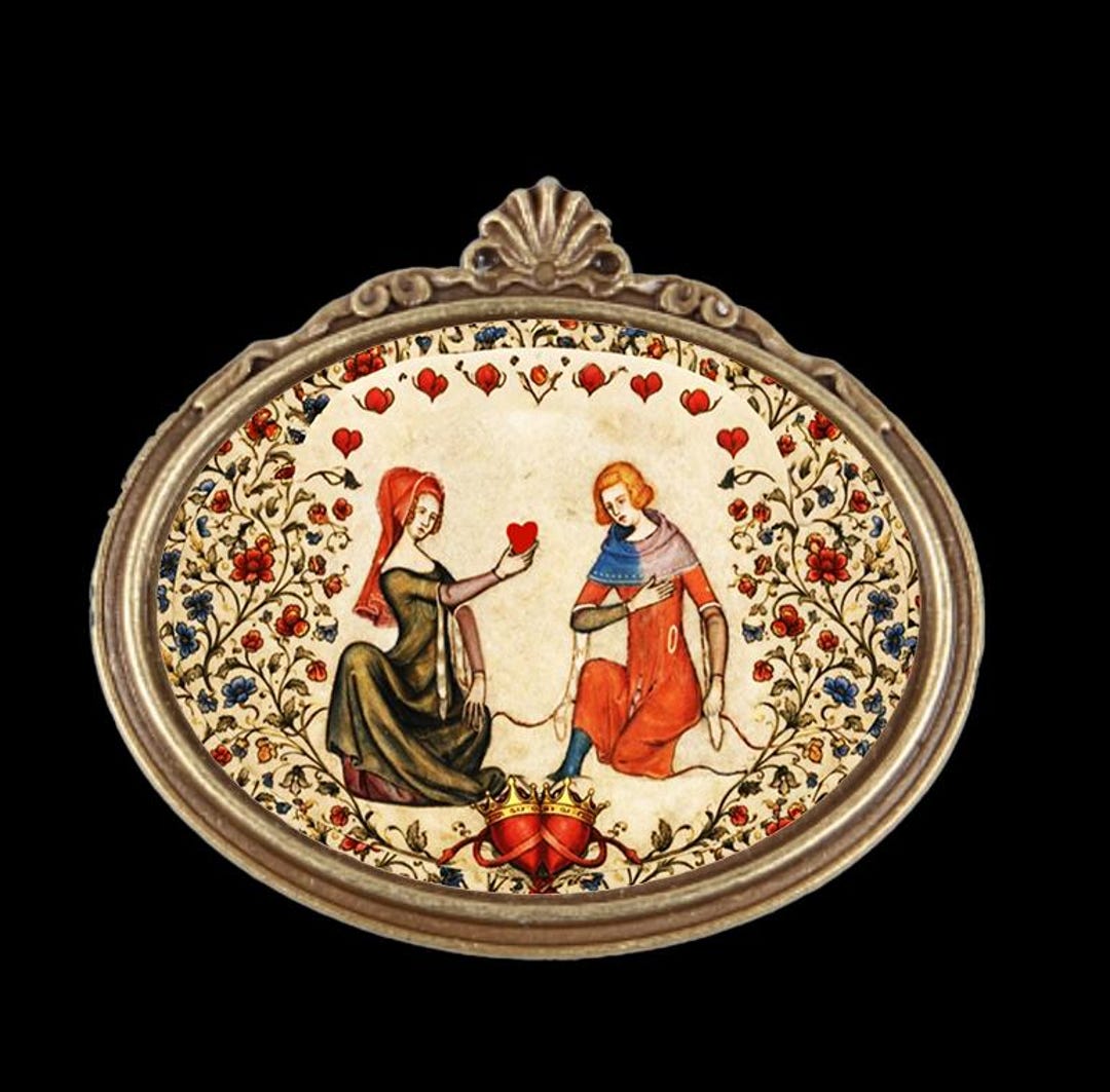Medieval Heart Brooch – Courtly Love Valentine, Gothic Romance Pin - Etsy