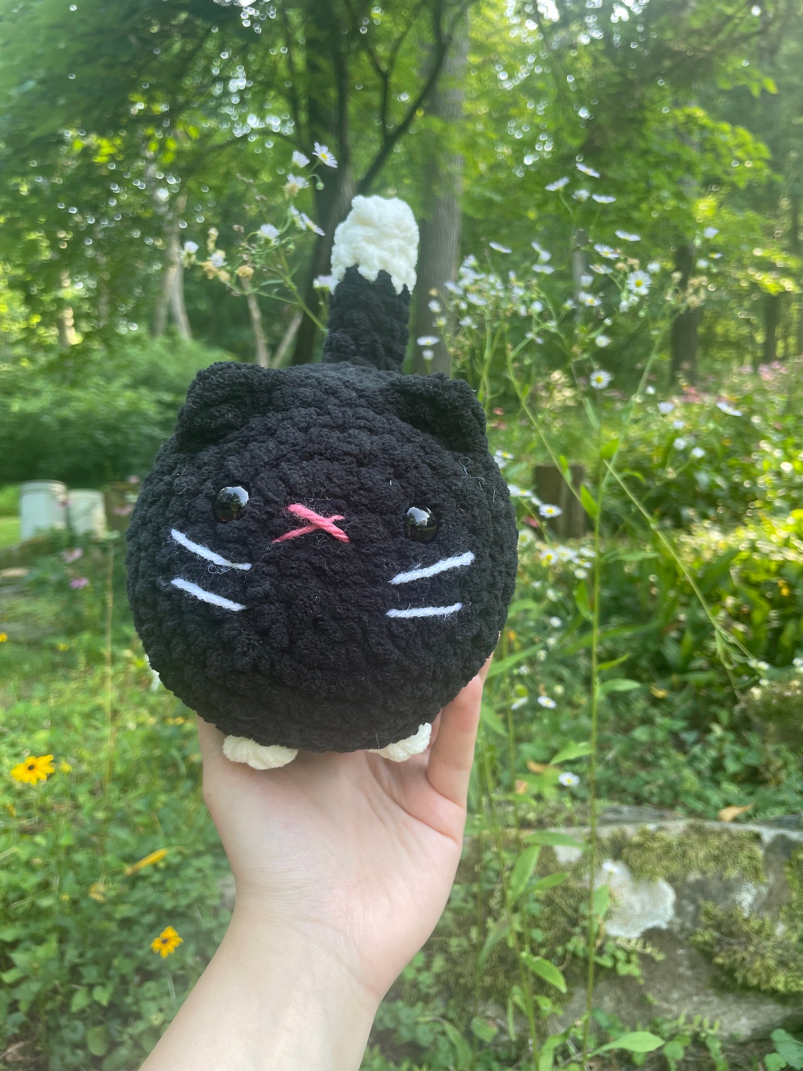 Black and White Loaf Cat Plushie Crochet Handmade - Etsy