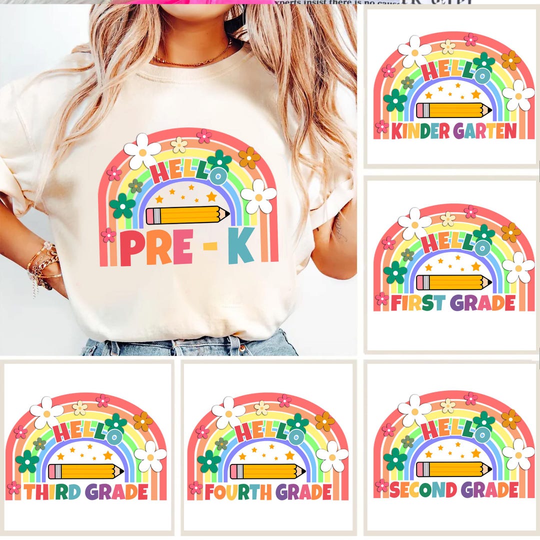 Preppy Rainbow Back to School Png, First Day of School Png, Gift for ...