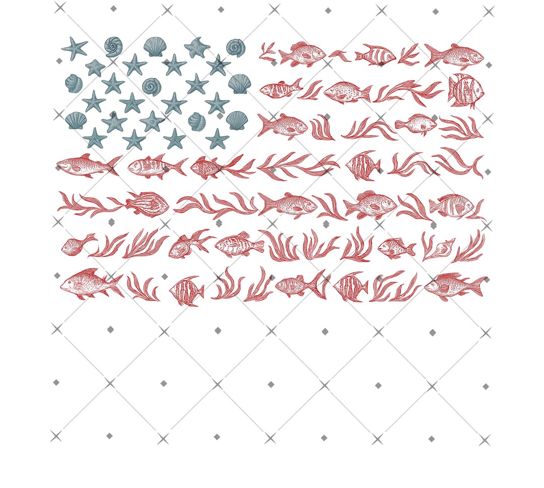Fish American Flag Png, 4th of July Png, Sea Animals American Flag ...