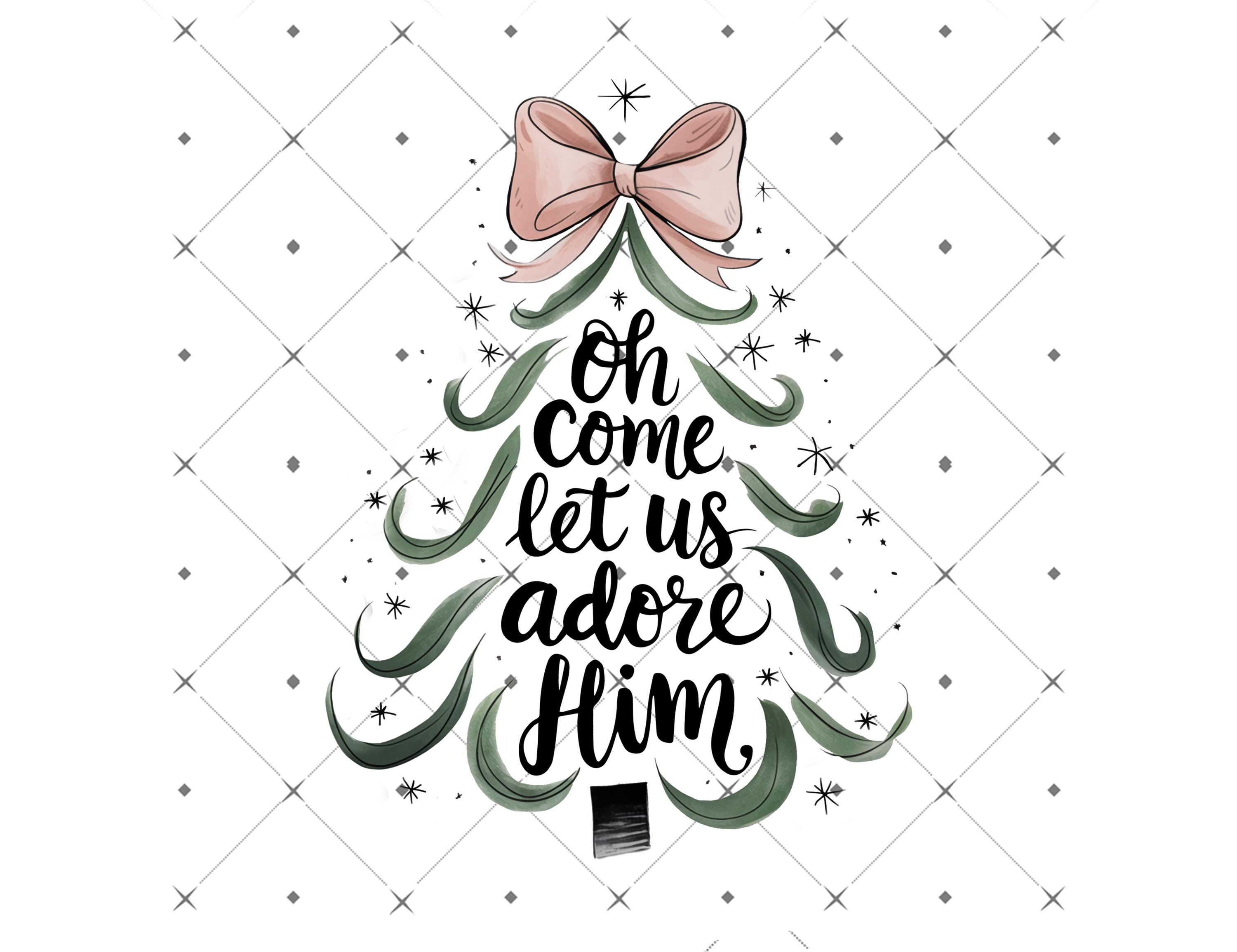 Oh Come Let Us Adore Him Png, Jesus Christmas Png, Coquette Christmas ...