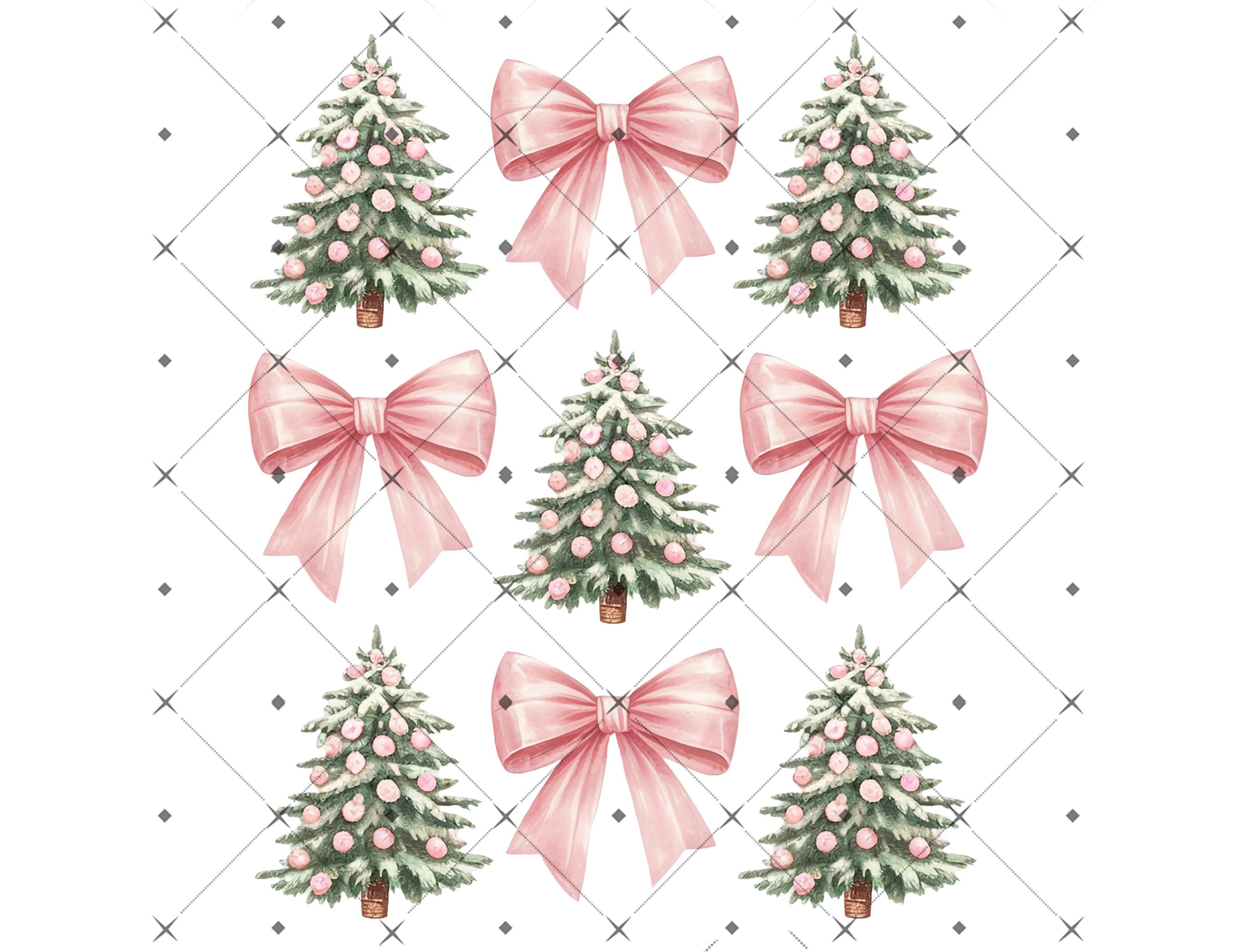 Coquette Christmas Tree Png, Pink Bows Png Retro Christmas Preppy Png ...