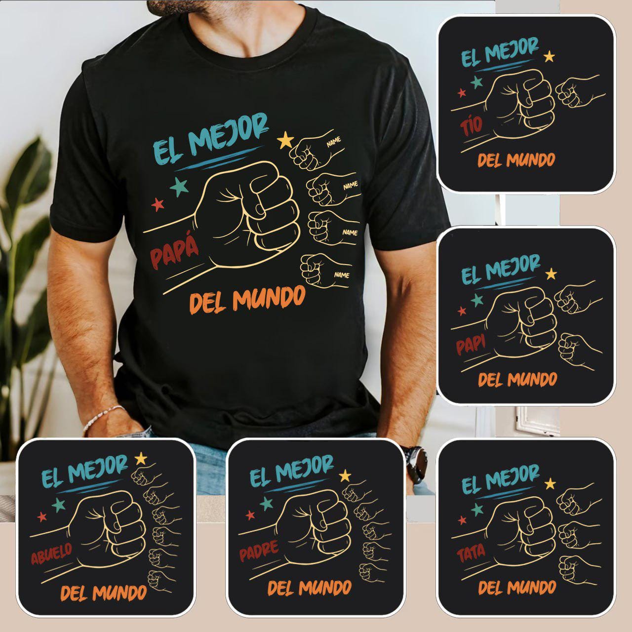 Personalized Toddler Kid El Mejor Papa Del Mundo Fist Bump Bundle Png ...
