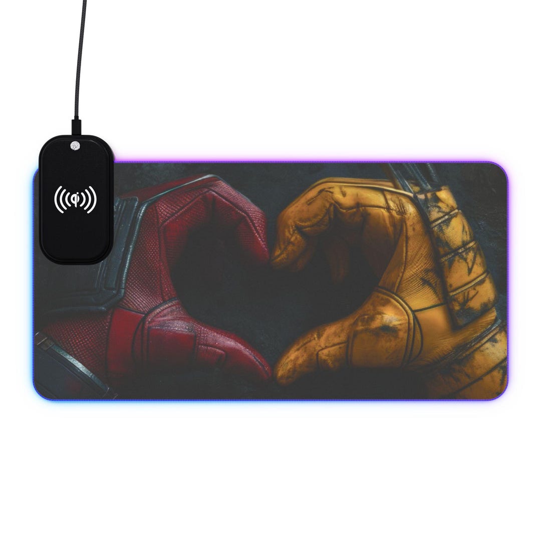 Deadpool and Wolverine Wireless Charging LED Mousepad, Marvel Superhero ...