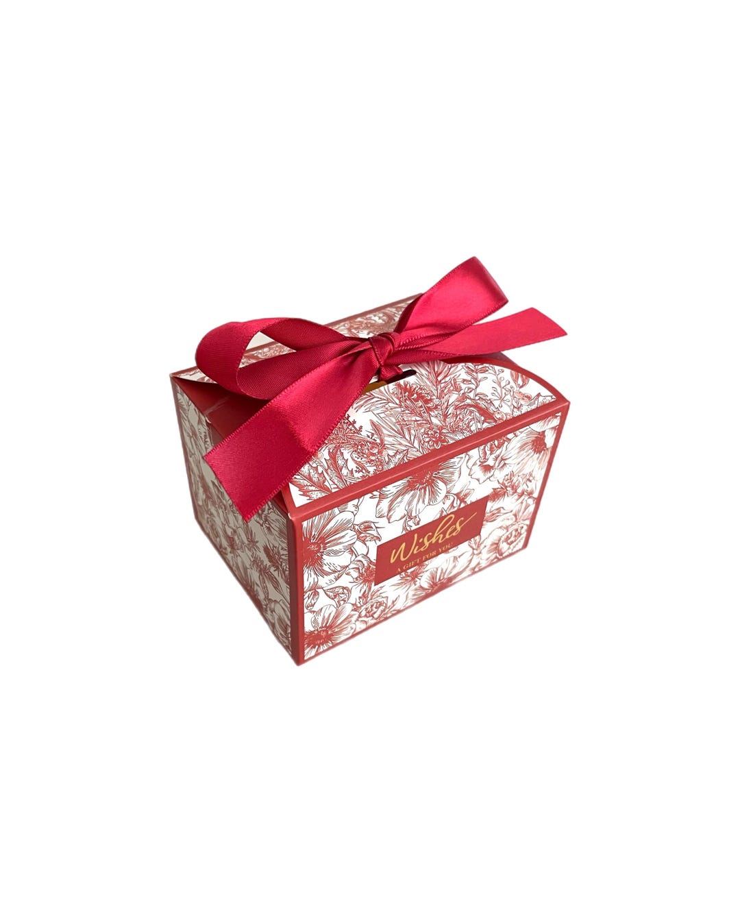 Personalized Floral Wedding Favor Boxes: Burgundy Ribbon, Custom Label ...