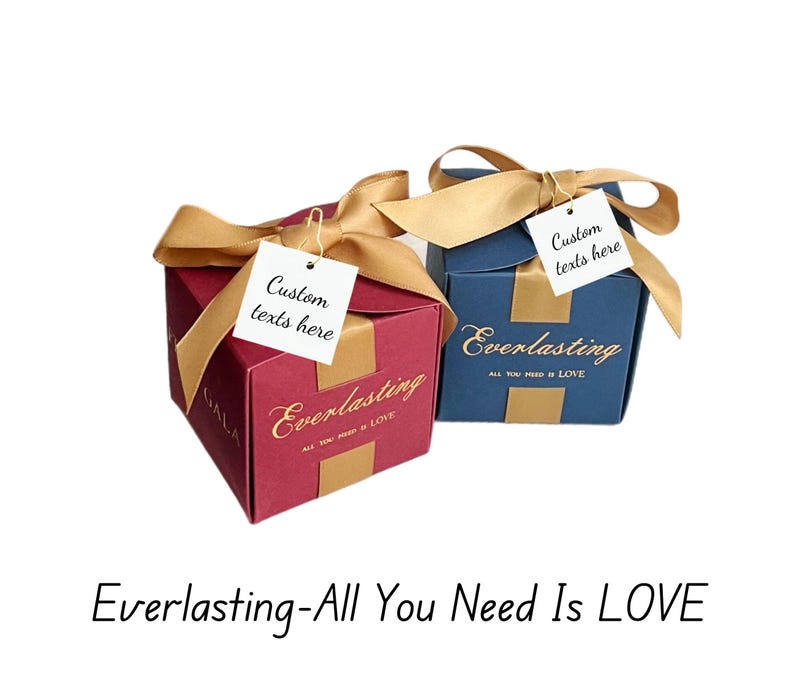 Navy Blue Favor Box With Burgundy Ribbon Custom Wedding Favor Box ...