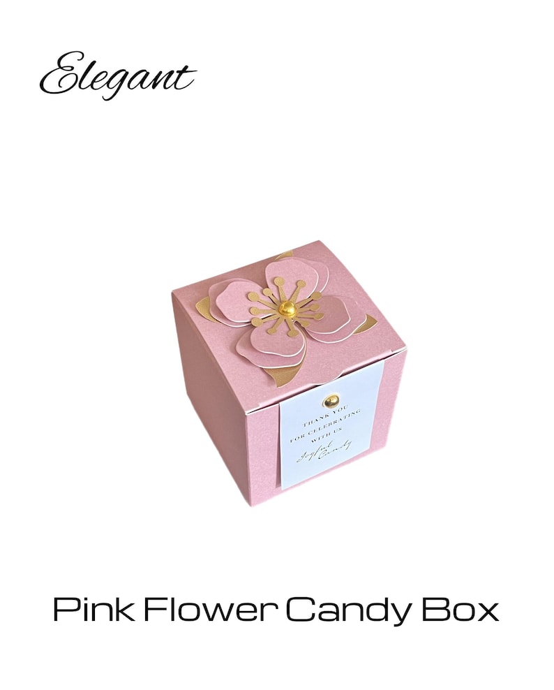 Custom Pink Floral Favor Boxes: Elegant Wedding Candy Gift - Etsy