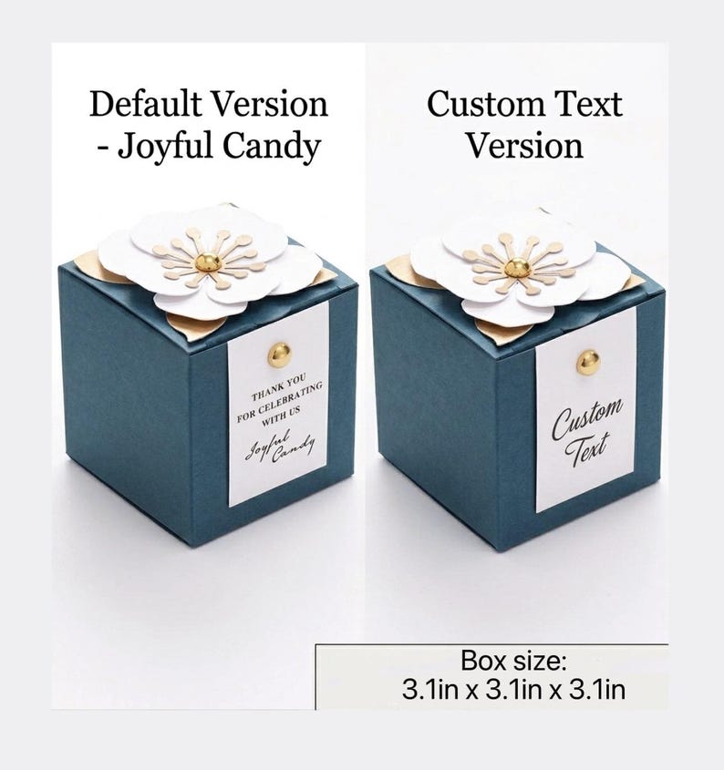 20 Navy Blue Floral Favor Candy Boxes for Wedding, Birthday, Baptism ...