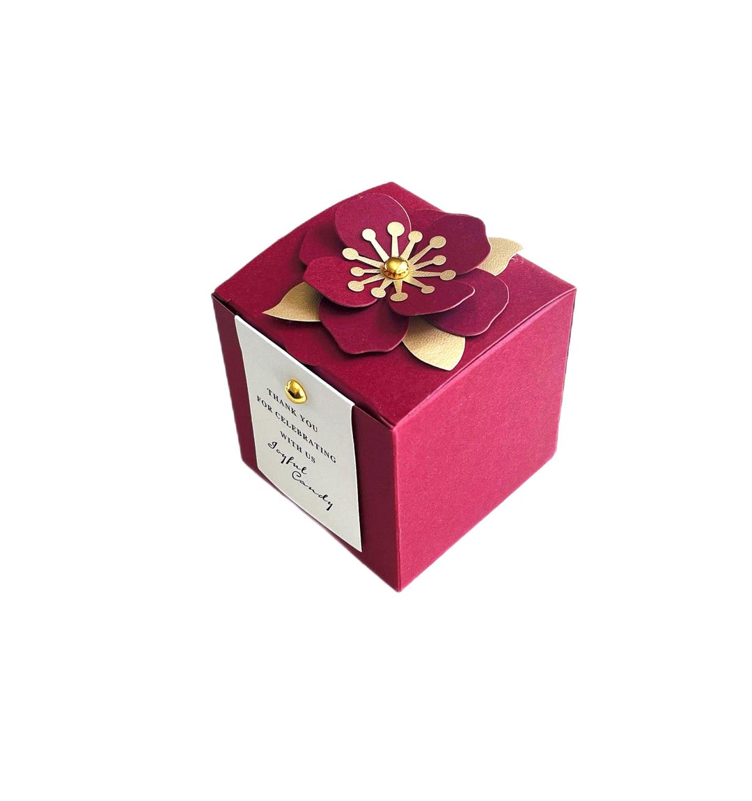 Custom Burgundy Floral Wedding Favor Box: Elegant Candy Box - Etsy