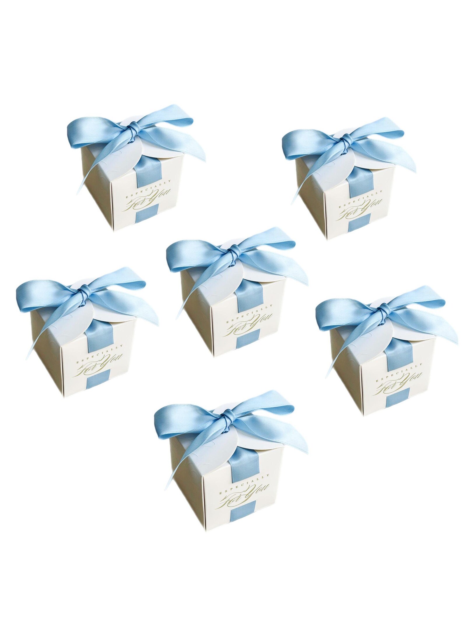 White Favor Box W Blue Ribbon,custom Wedding Favor Box Elegant Party ...