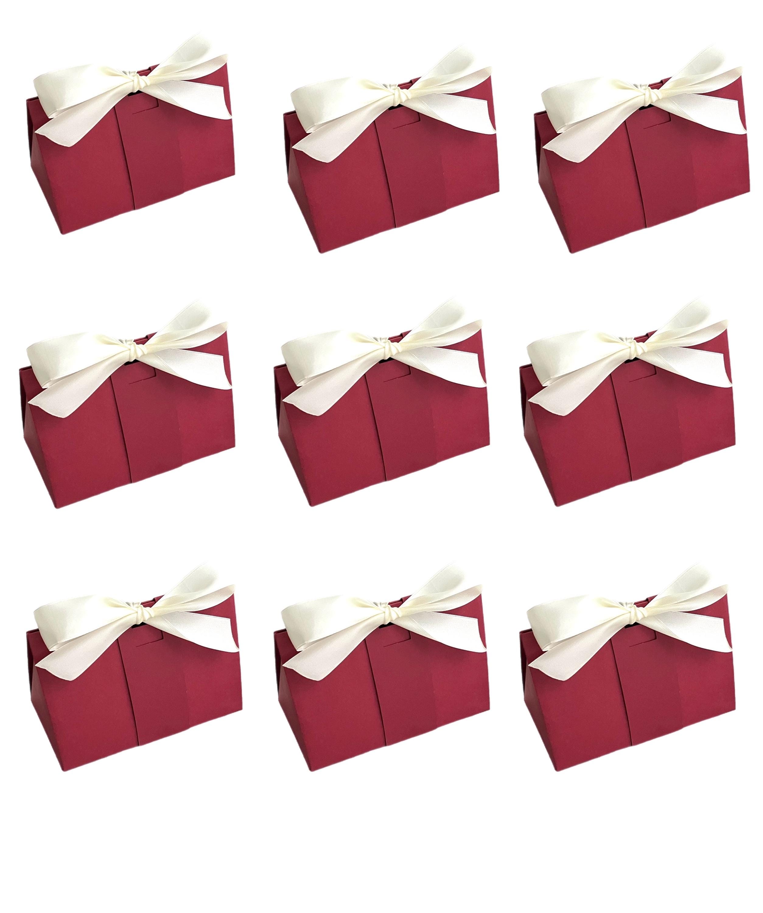 Personalized Burgundy Wedding Favor Boxes With Ivory Ribbon - Set of 20 ...
