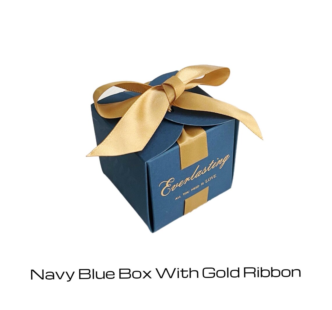 Navy Blue Favor Box With Burgundy Ribbon Custom Wedding Favor Box ...
