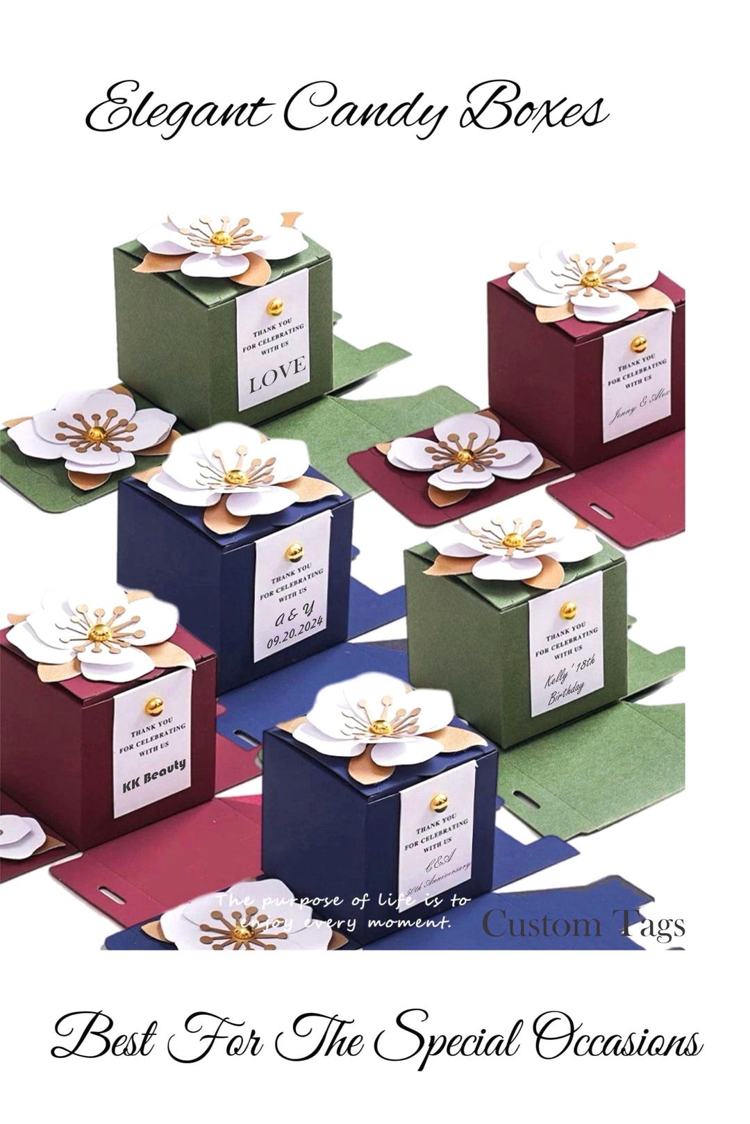 3D Floral Decor Candy Box for Wedding, Bridal Shower, Anniversary ...