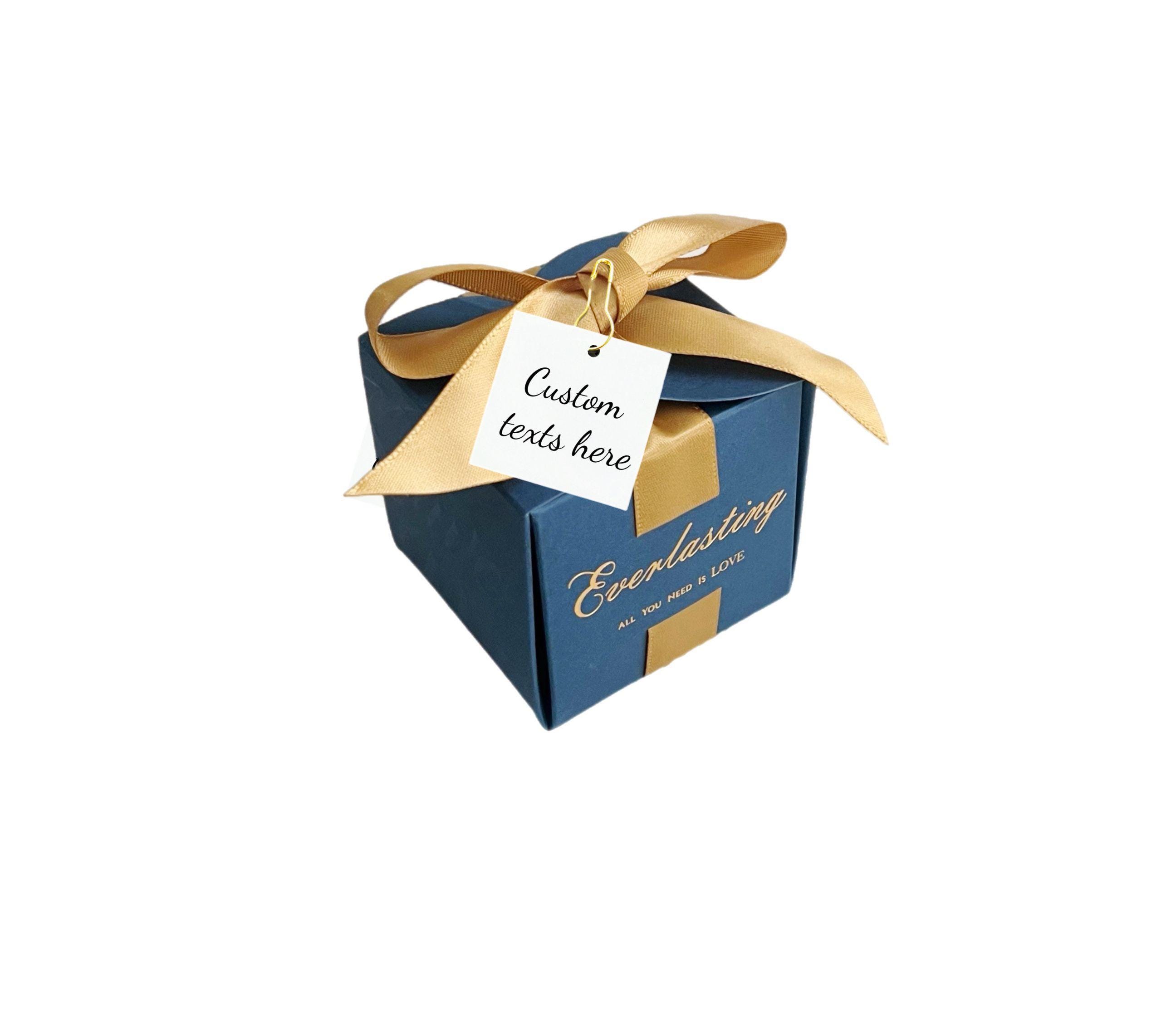 Navy Blue Favor Box With Burgundy Ribbon Custom Wedding Favor Box ...