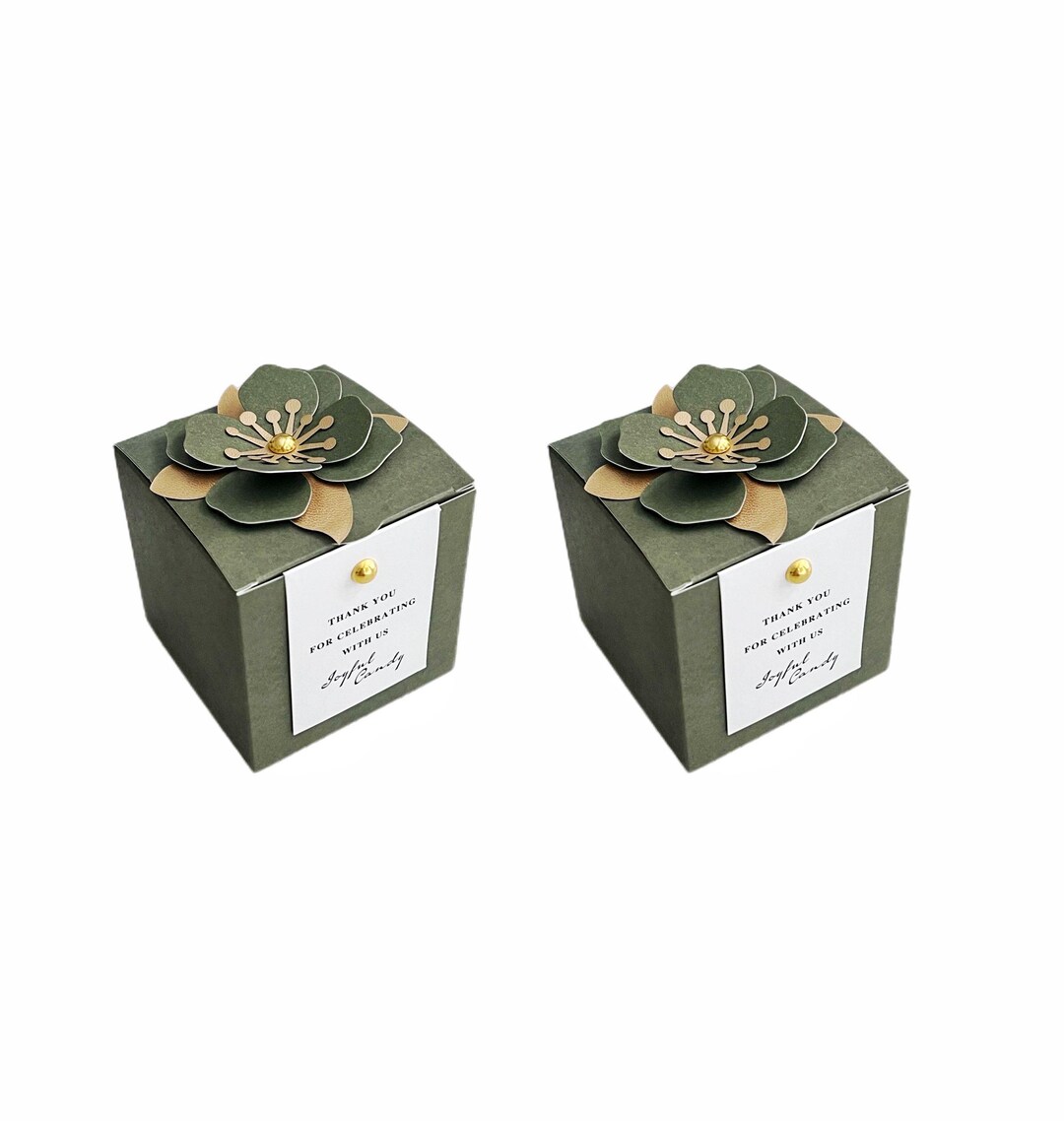 20 Green Floral Wedding Favor Boxes: Elegant Candy Gift Boxes for ...
