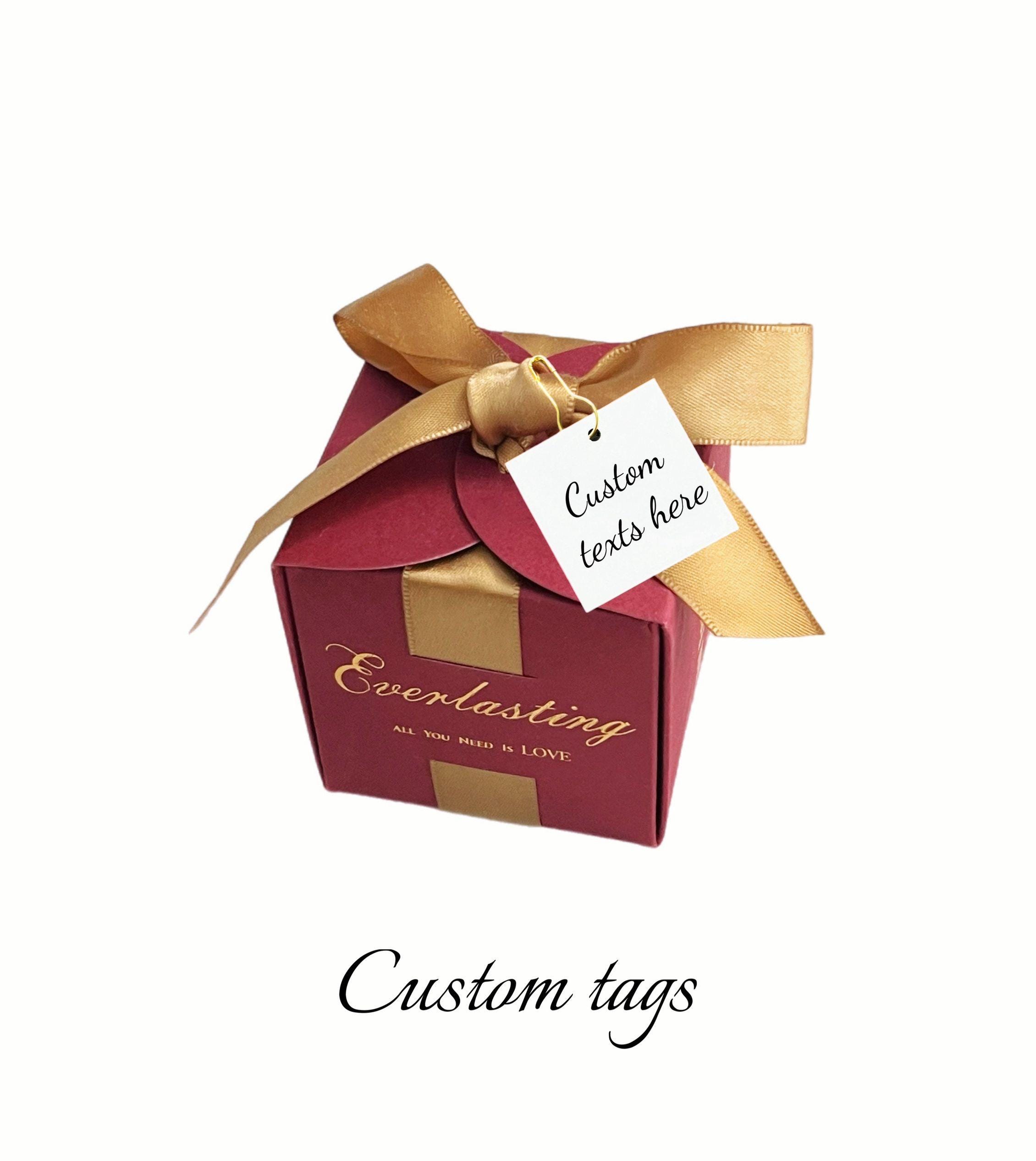 Navy Blue Favor Box With Burgundy Ribbon Custom Wedding Favor Box ...