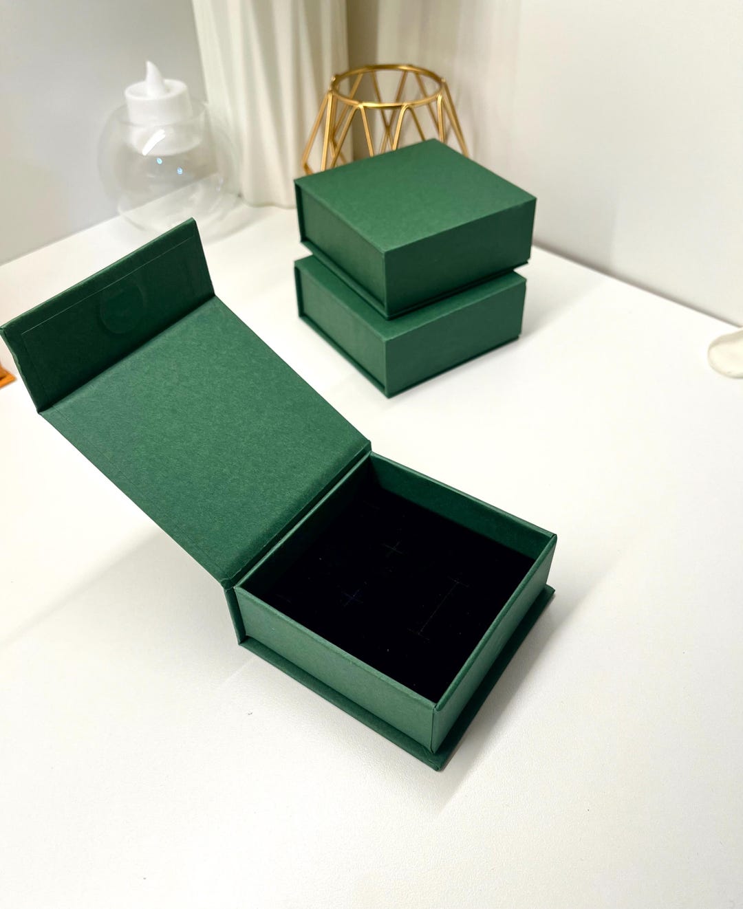 Green Jewelry Gift Box 50-pack: Rigid Elegant Boxes With Velvet Insert ...