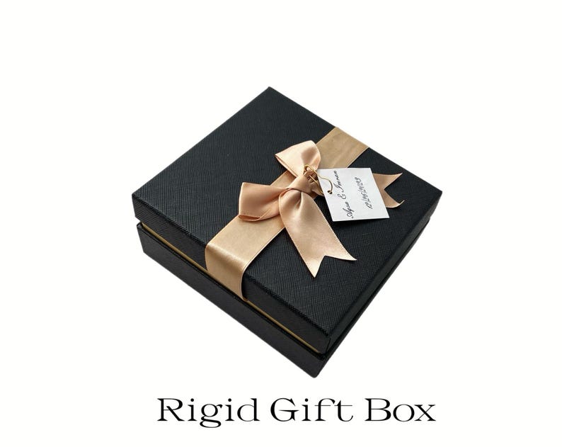Personalized Luxury Rigid Black Gift Box Ribbon Favor Box for Wedding ...