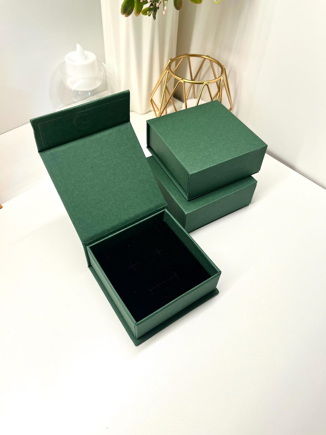 Green Jewelry Gift Box 50-pack: Rigid Elegant Boxes With Velvet Insert ...