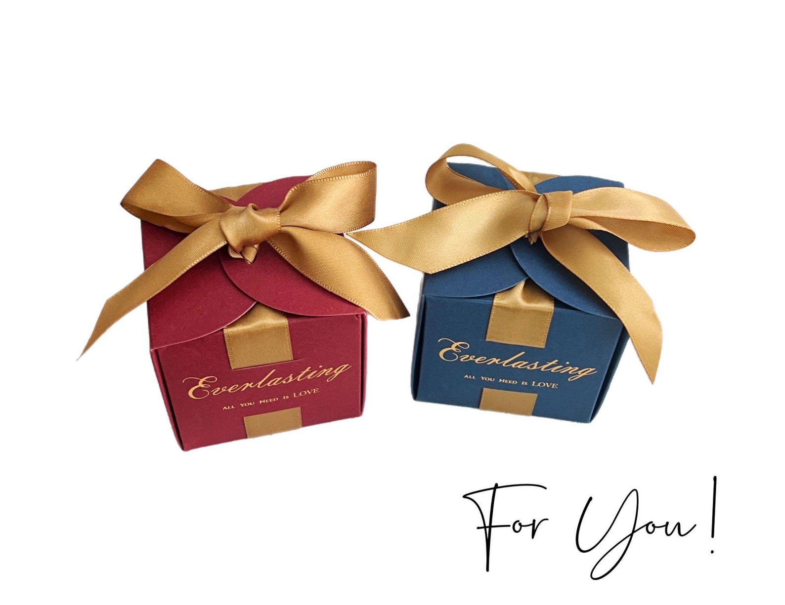 Navy Blue Favor Box With Burgundy Ribbon Custom Wedding Favor Box ...