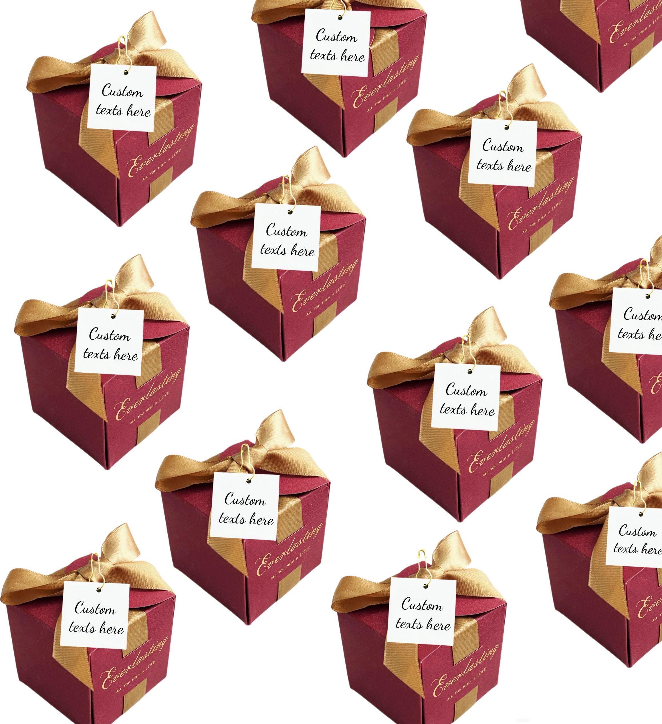 Navy Blue Favor Box With Burgundy Ribbon Custom Wedding Favor Box ...