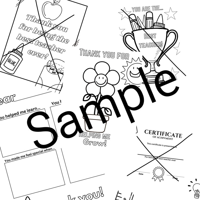 Teacher Appriciation Coloring Pages PACK OF 5 - Etsy