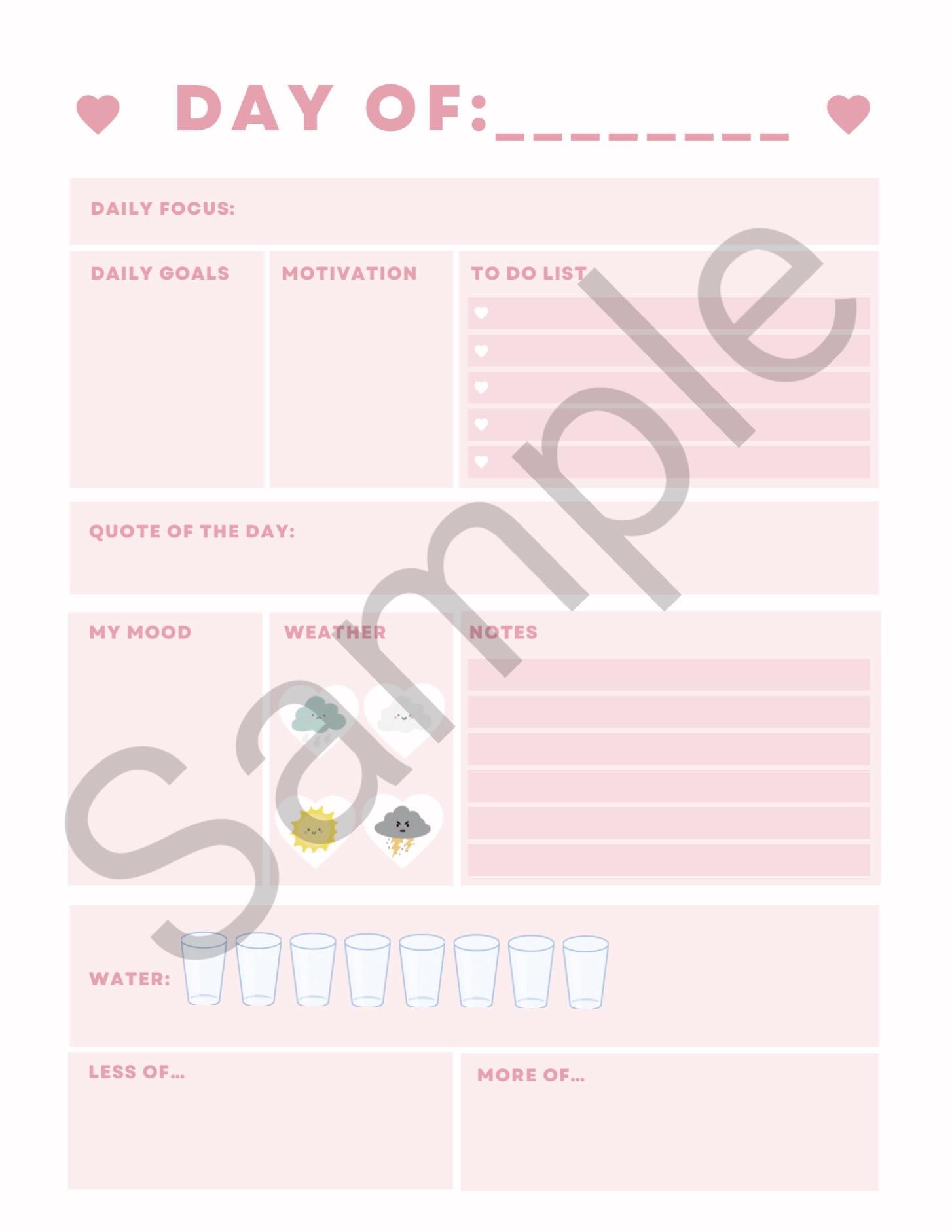 Cute Pink Daily Check in Digital Download - Etsy