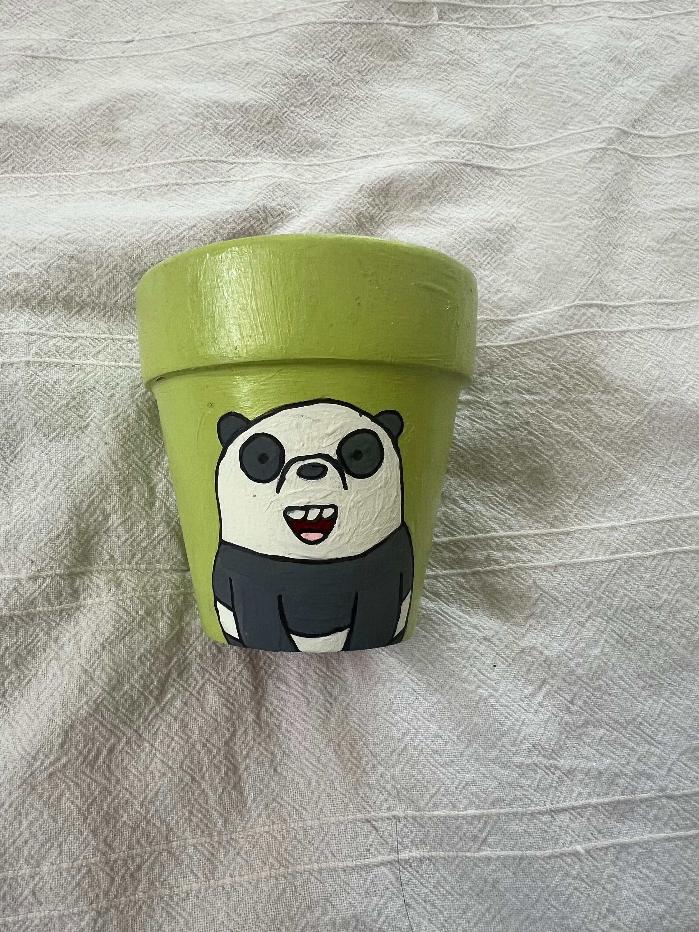 We Bare Bears Hand-painted Planter Pots Set - Etsy