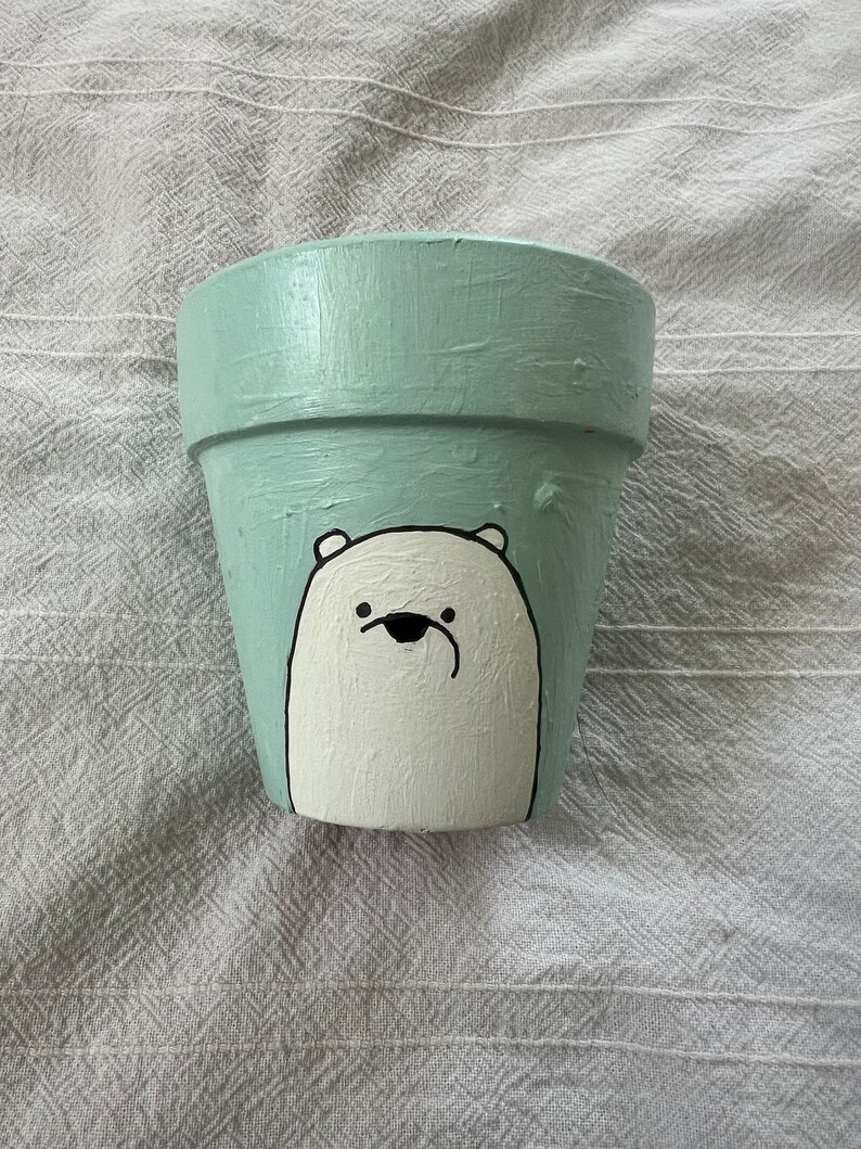We Bare Bears Hand-painted Planter Pots Set - Etsy