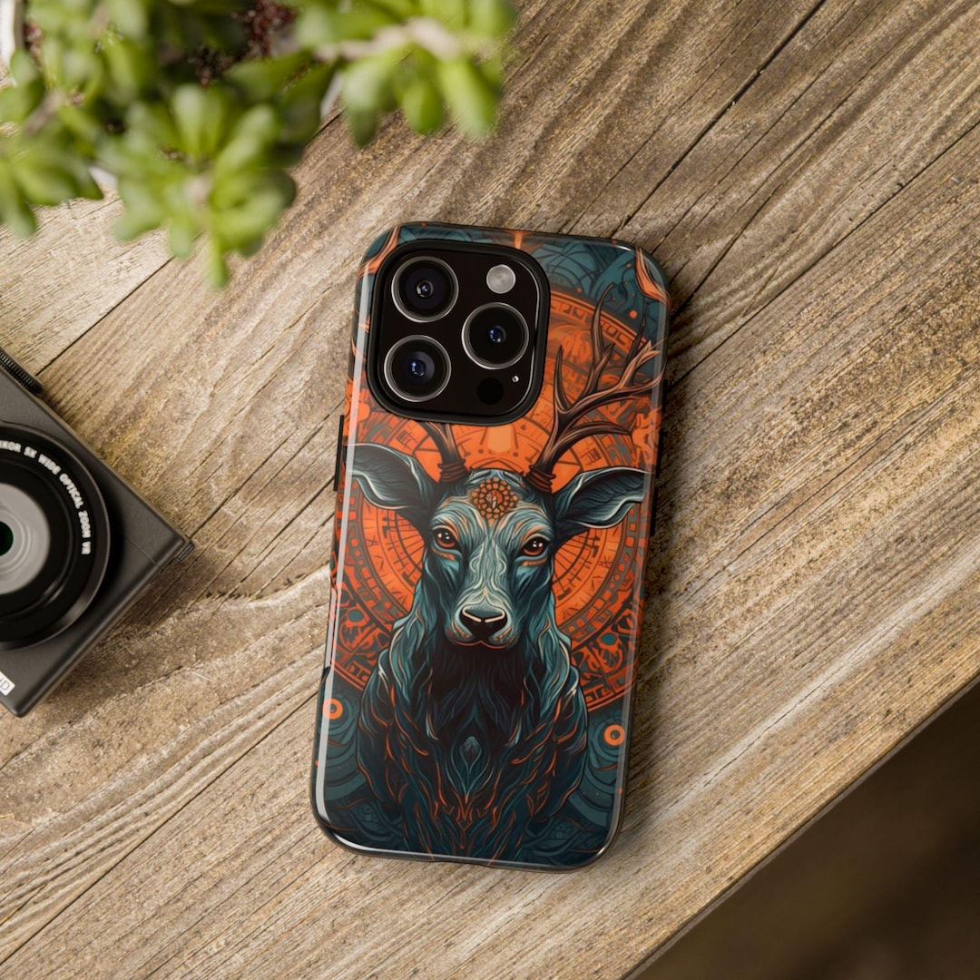 Celtic Deer, Tribal Stag Phone Case, Moon Forest Phone Cover, Dark ...