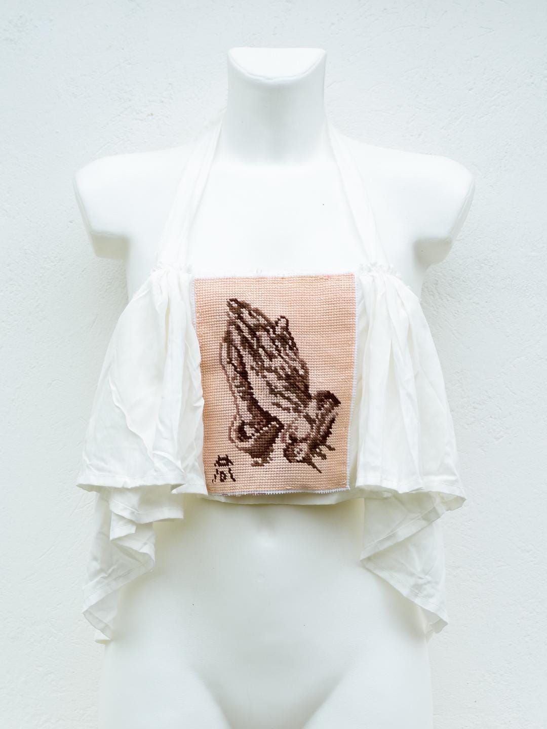 Upcycled Halter Top: Embroidered Praying Hands, Boho Festival Fashion ...