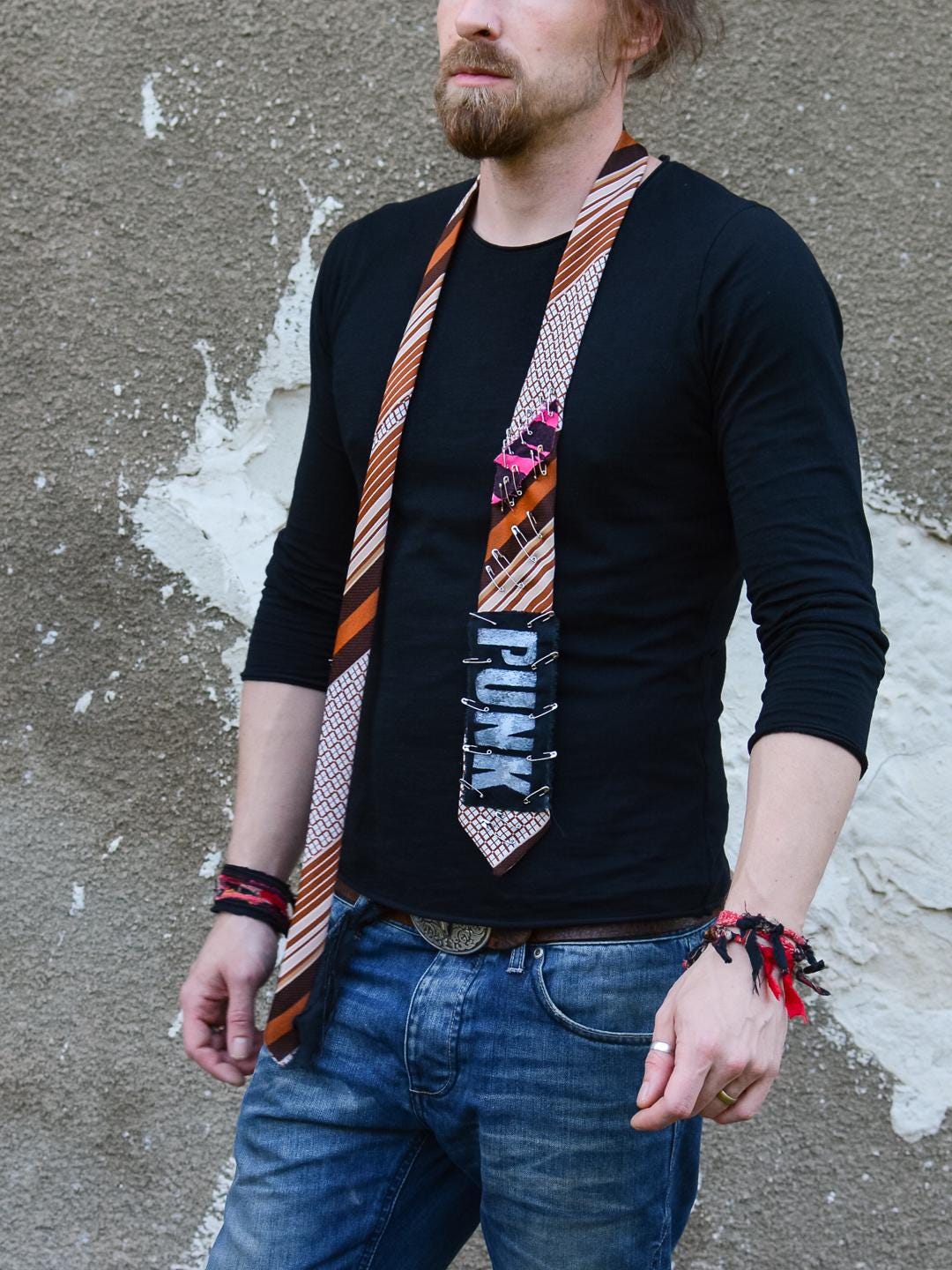 Upcycled Vintage Punk Necktie - 80s Rag Tie - Etsy