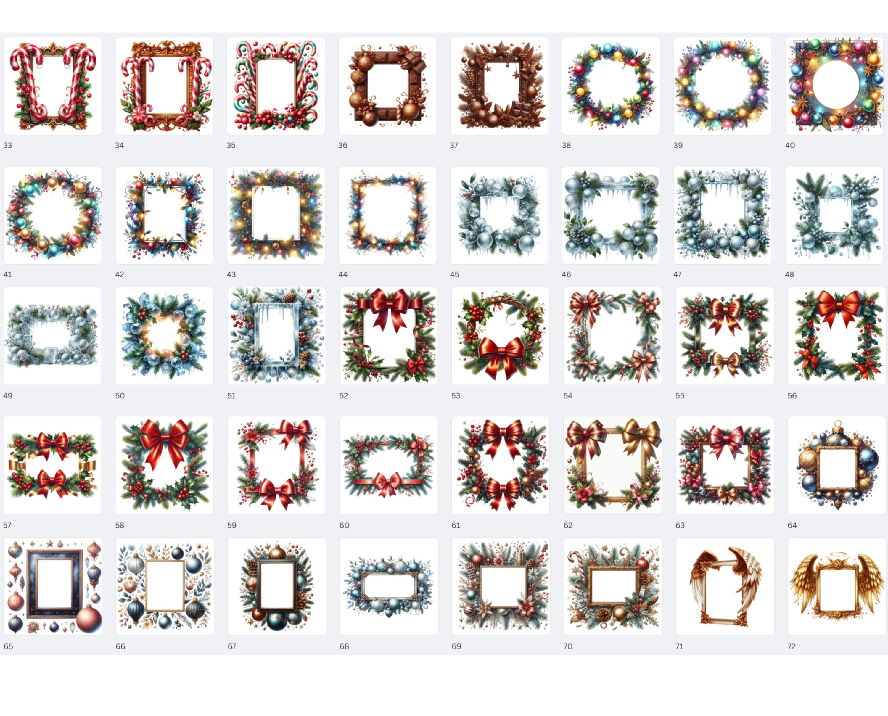 Christmas Frames Clipart - 75 PNG Festive Frame Graphics, Holiday ...
