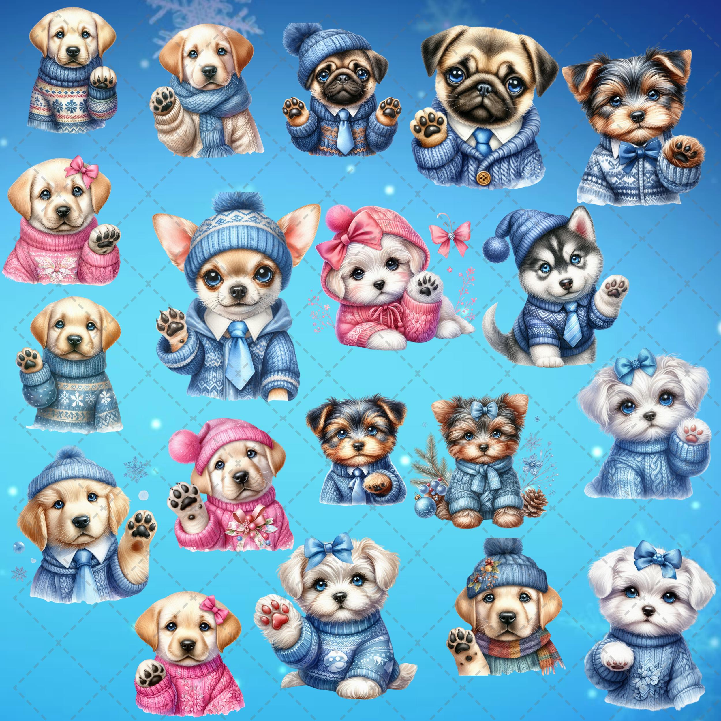 Cute Puppy Png Clipart L 35 Cute Puppies in Winter Sweaters Clipart PNG ...