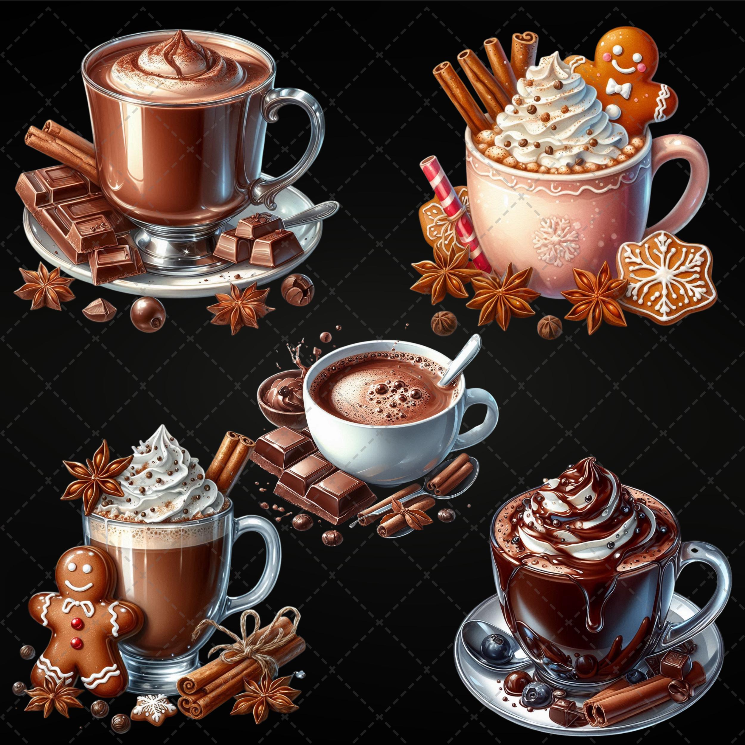 29, Hot Cocoa Clipart PNG Bundle Cute Winter Graphics and Designs for ...