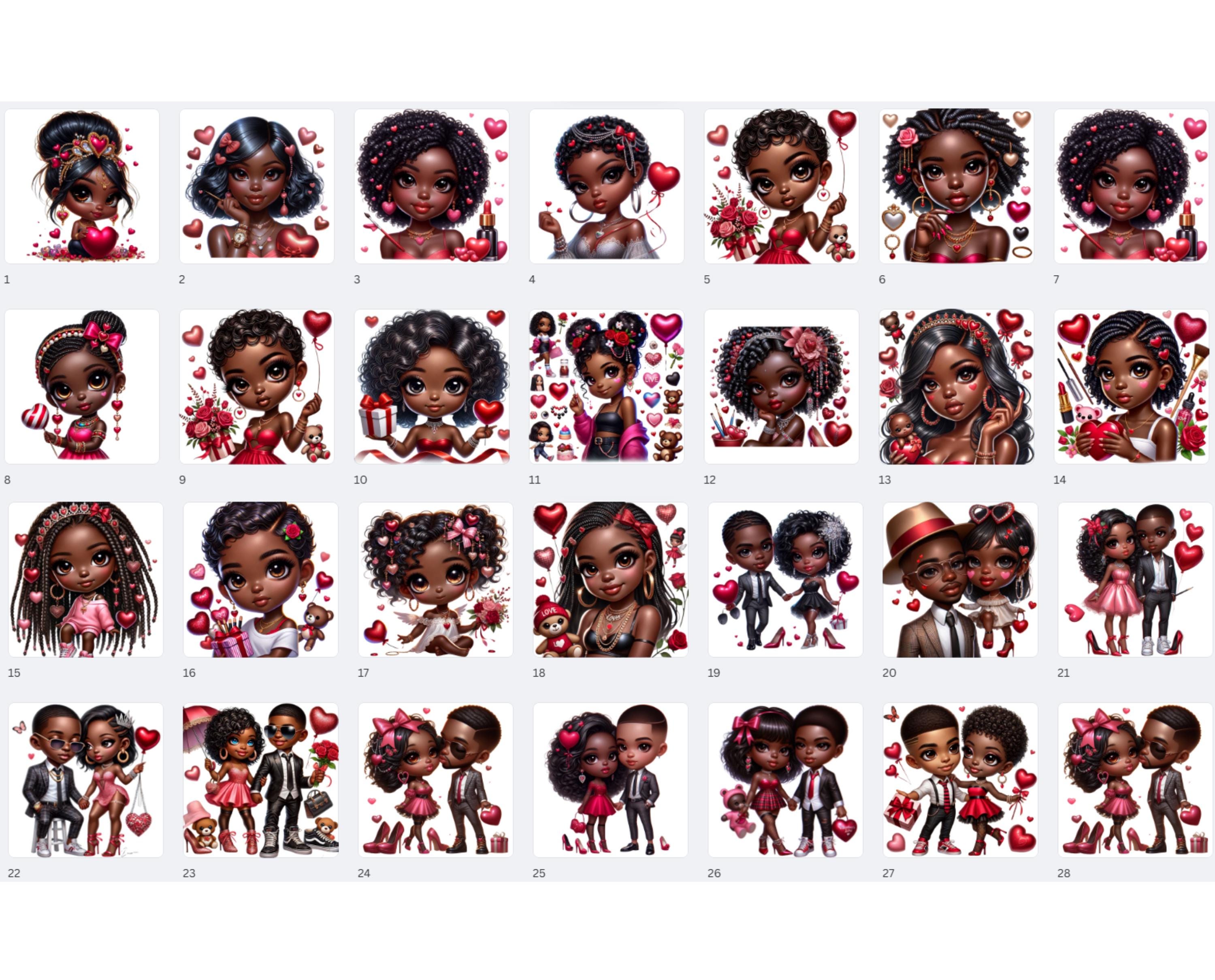 Chibi Valentine Girl & Boyfriend Art Print | Cute Couple Illustration ...