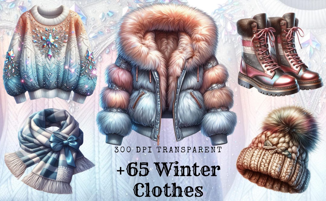 65+, Clothes Clipart, Png, Clothes Png, Winter Clothes Printable, Cozy ...
