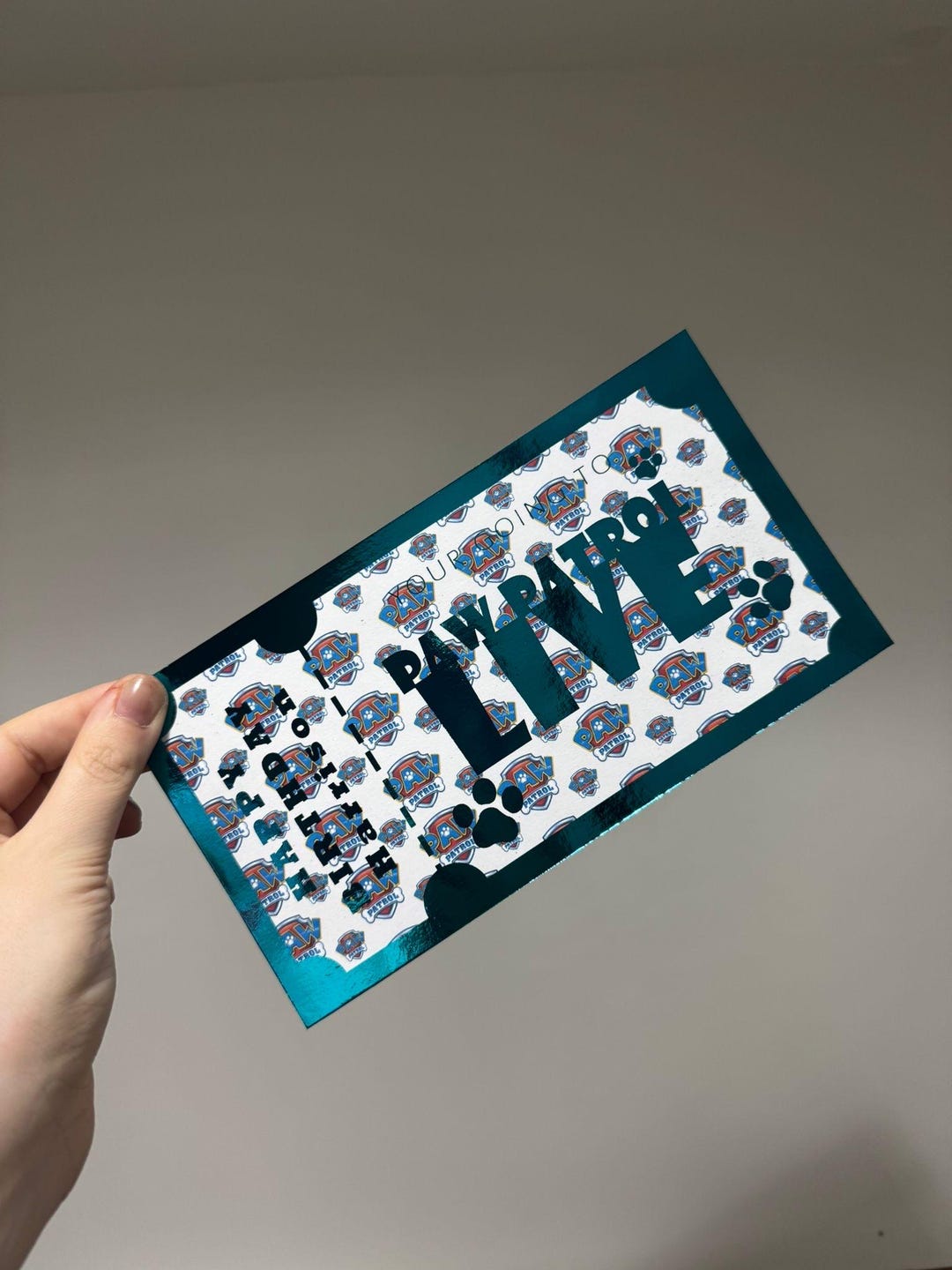 Foil Ticket Pup Rescue Inspired Paw Patrol Live Themed Foil Tick ...