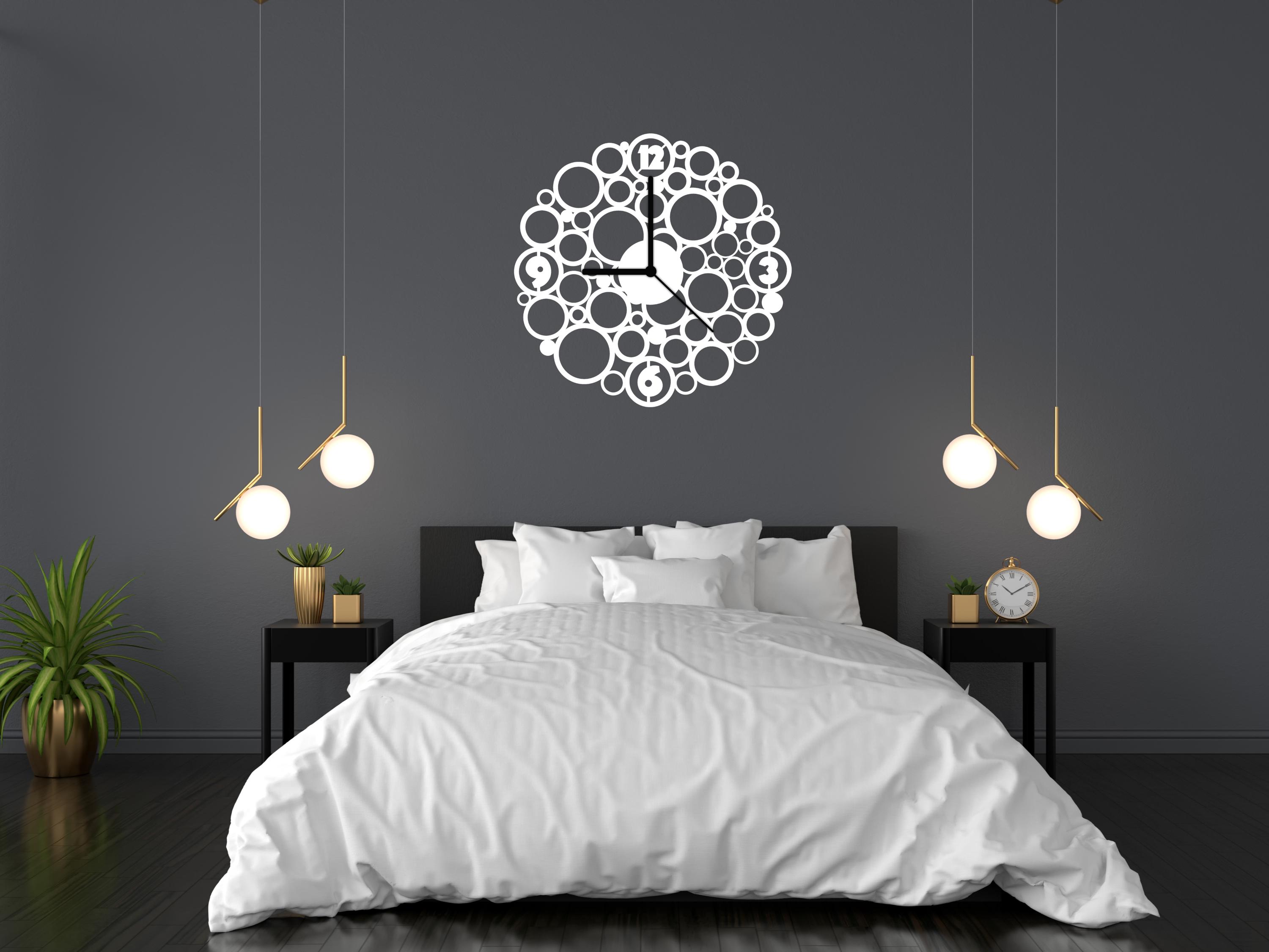 Numbered Metal Wall Clock, Circle Pattern Clock, Modern Silent Black ...