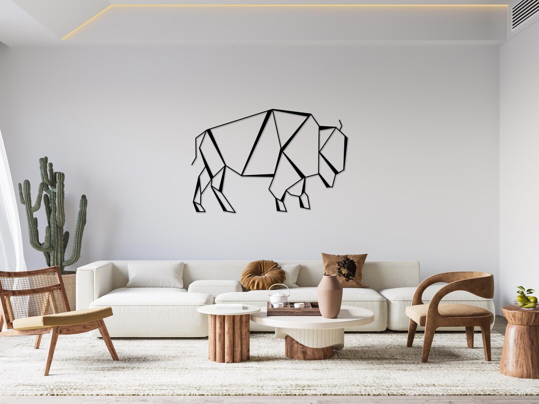 Metal Geometric Bison Wall Art, Metal American Bison Wall Art, Large ...