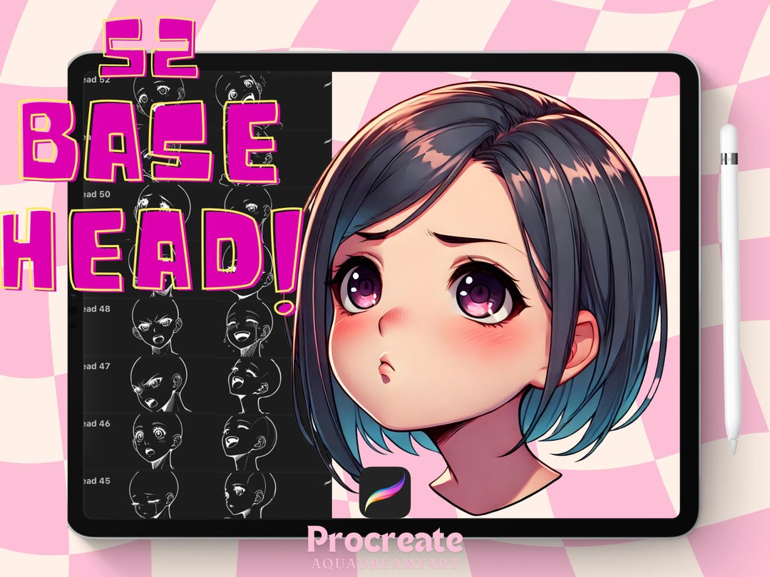 Base Head Procreate Stamps Girl Head Base Guide Digital Illustration ...